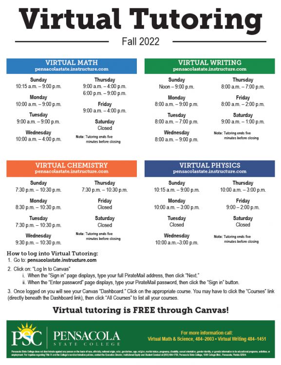 Pensacola State College - Virtual Tutoring