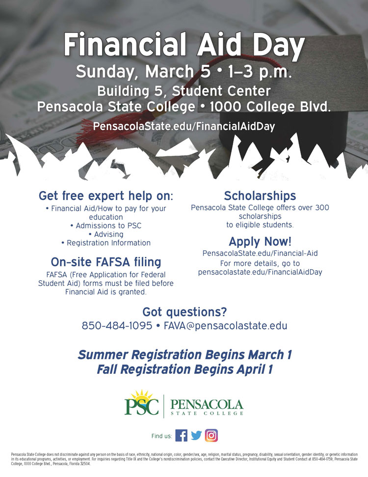 PSC to host Financial Aid Day March 5 – Pensacola State College