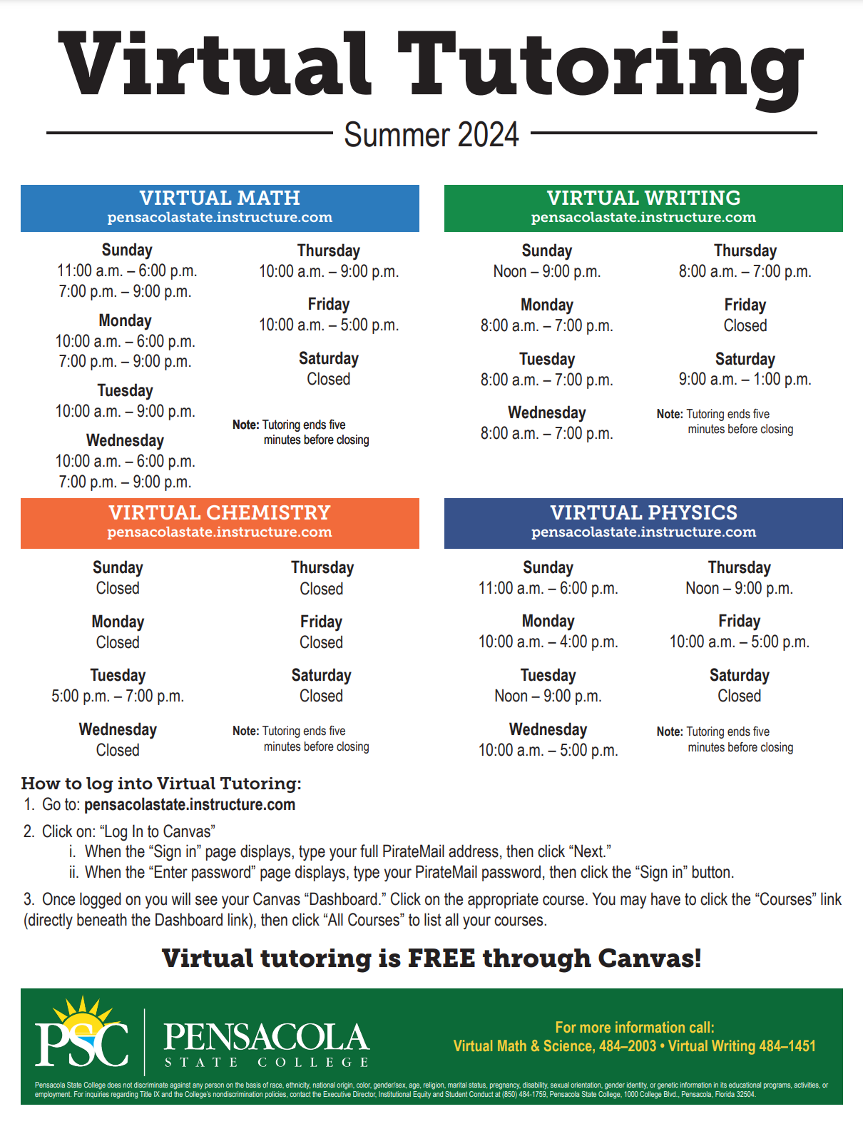 Pensacola State College - Virtual Tutoring