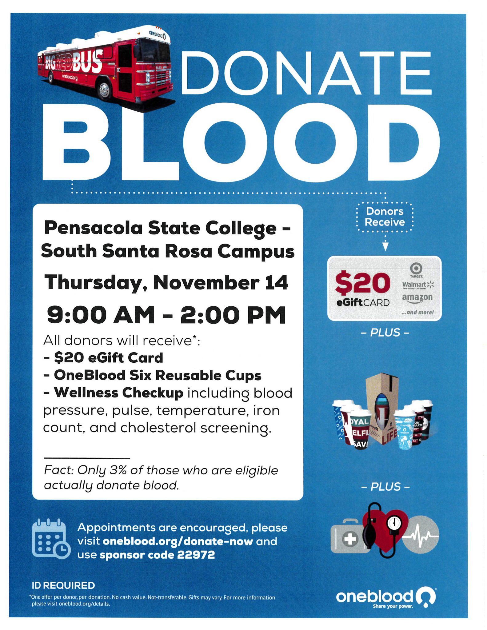 Big Red Bus Blood Drive – Pensacola State College